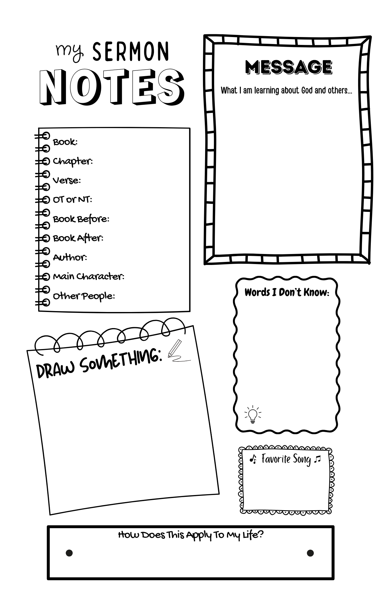 Sermon Notes For Kids - Kristin Sterk